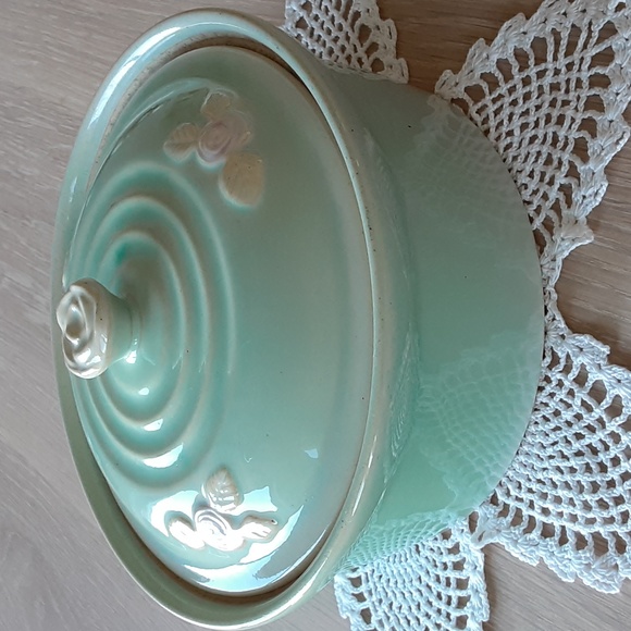 (unbranded) | Kitchen | Coors Pottery Rosebud Green Triple Rose Lidded ...